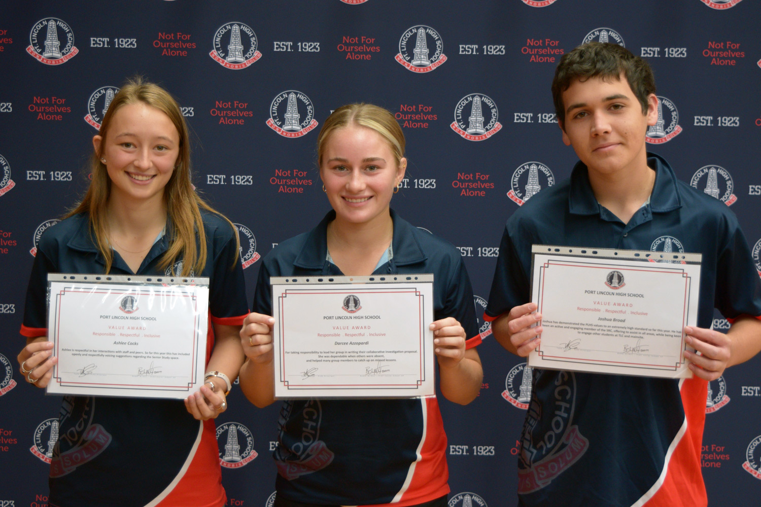 Term 1 Academic & School Values Awards - Port Lincoln High School