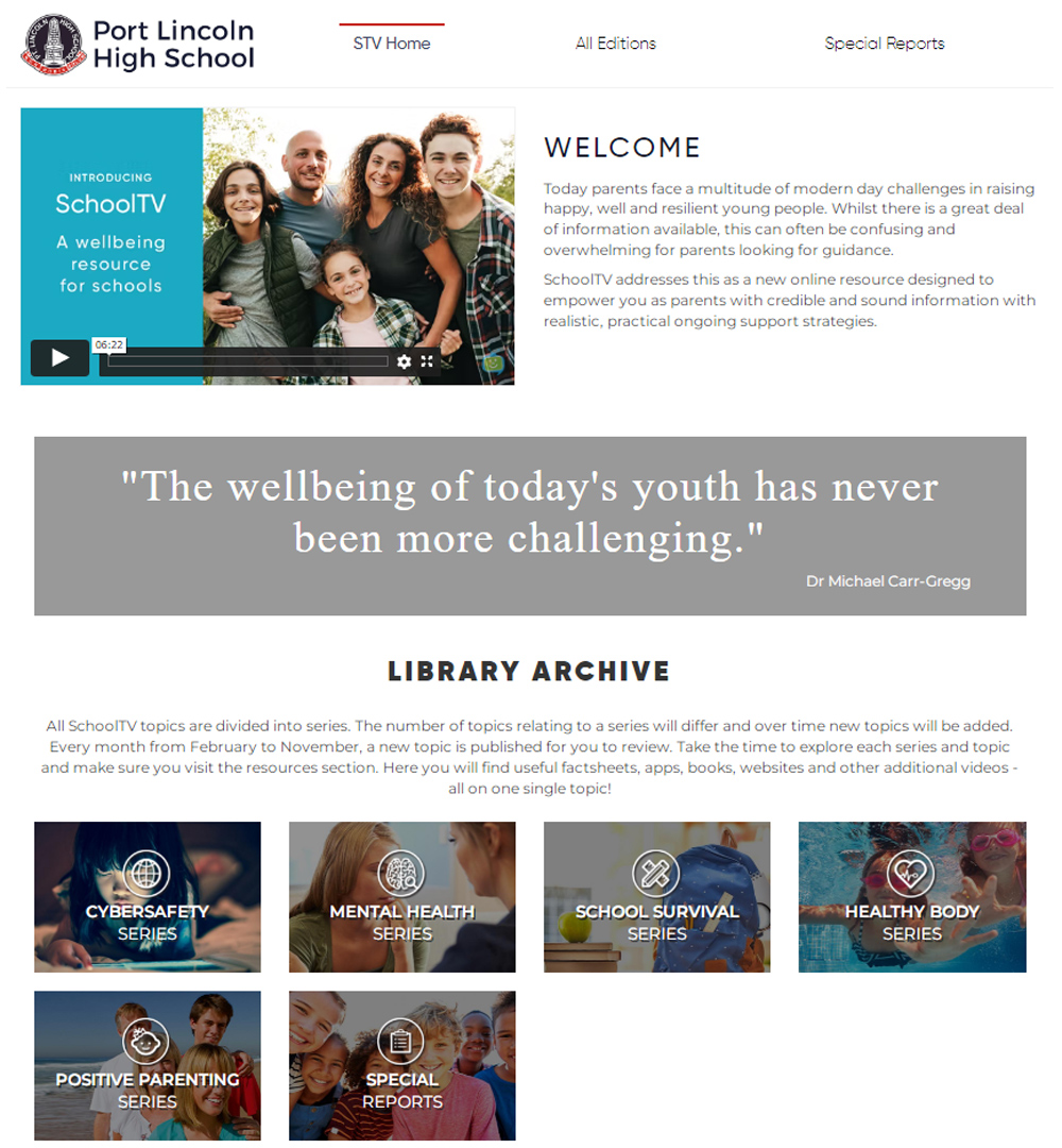 Introducing "SchoolTV": New FREE Resource for Parents - Port Lincoln ...