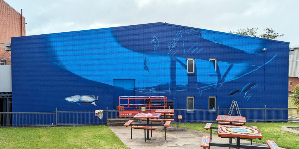 Massive Mural Commences on the Big Blue Wall - Port Lincoln High School