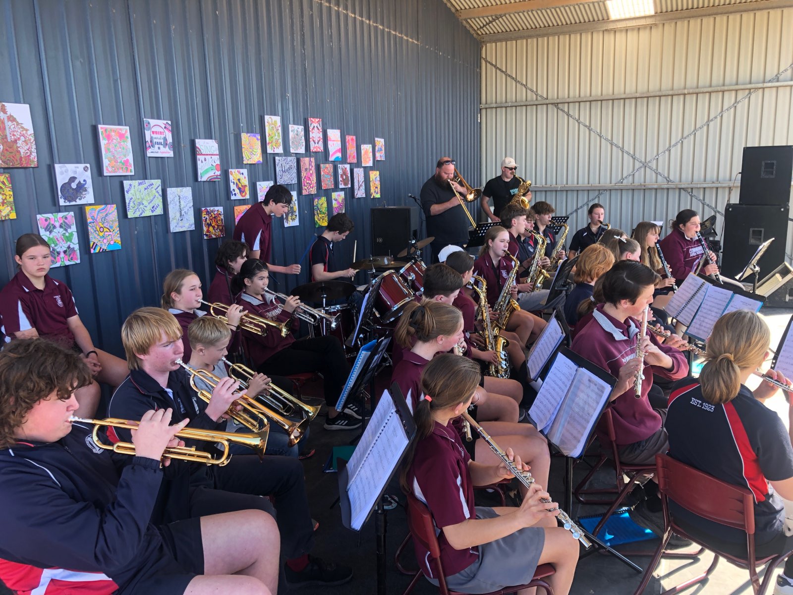 Concert Band on Stage at EP Field Days - Port Lincoln High School