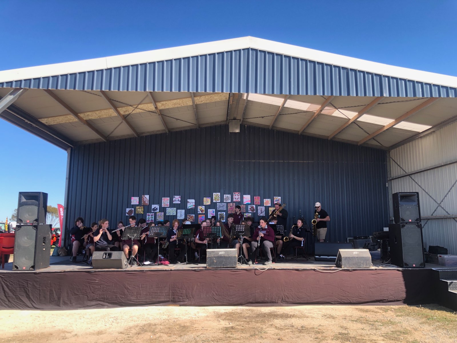 Concert Band on Stage at EP Field Days - Port Lincoln High School