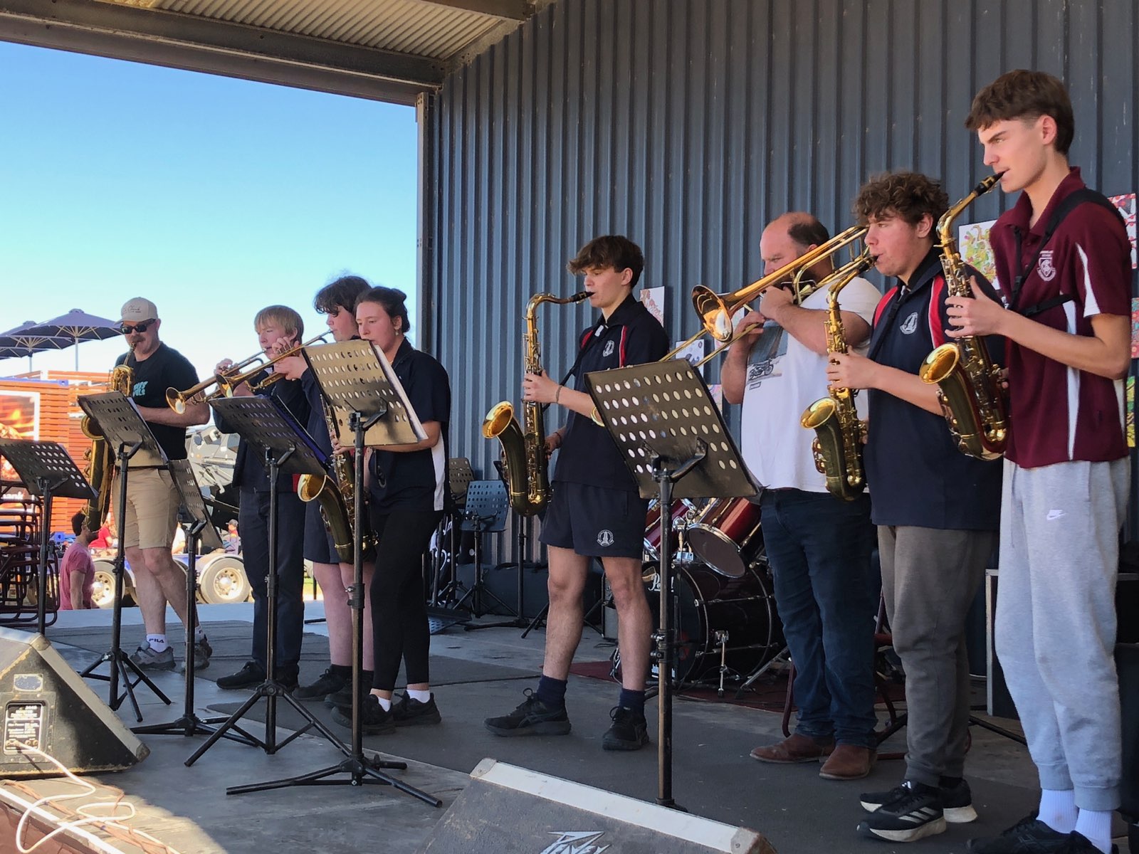 Concert Band on Stage at EP Field Days - Port Lincoln High School